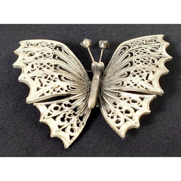 Unbranded | Jewelry | Vintage Silver Color Filigree Butterfly Moth ...